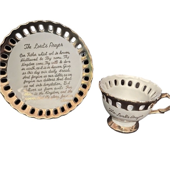 Accents | Vintage The Lords Prayerdecorative Gold Trim Tea Cup Saucer ...